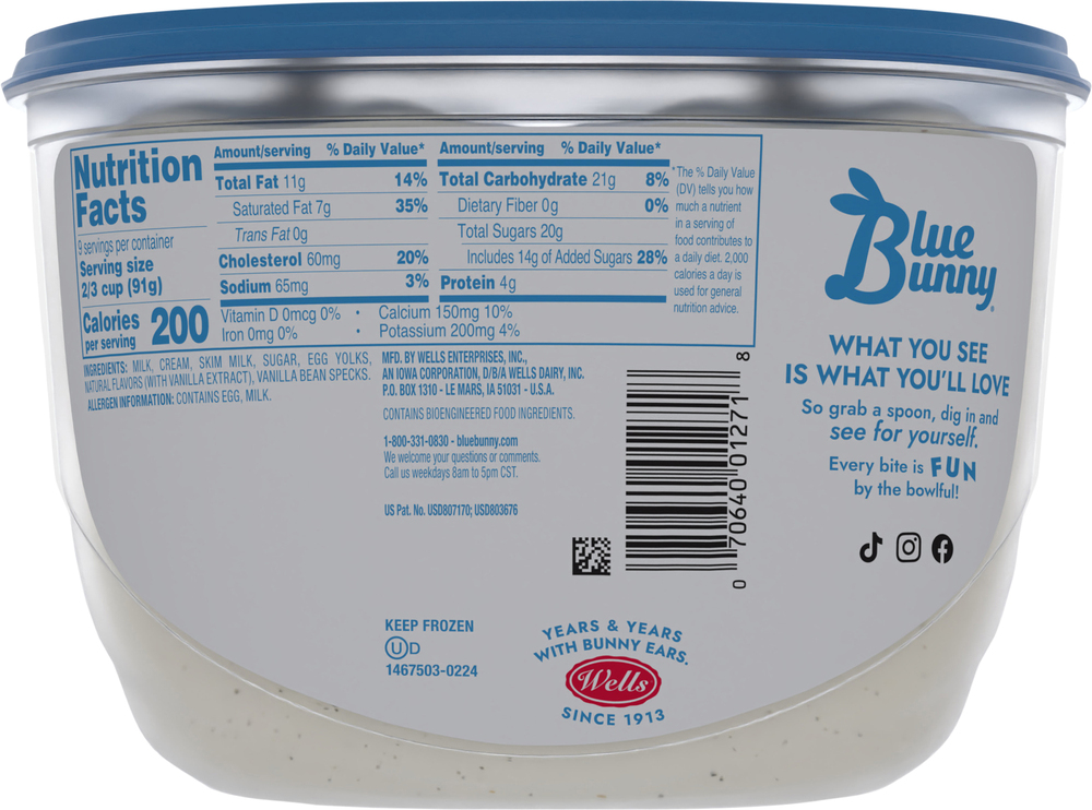 Blue Bunny Vanilla Bean Ice Cream Blue Bunny Premium Vanilla Bean Ice