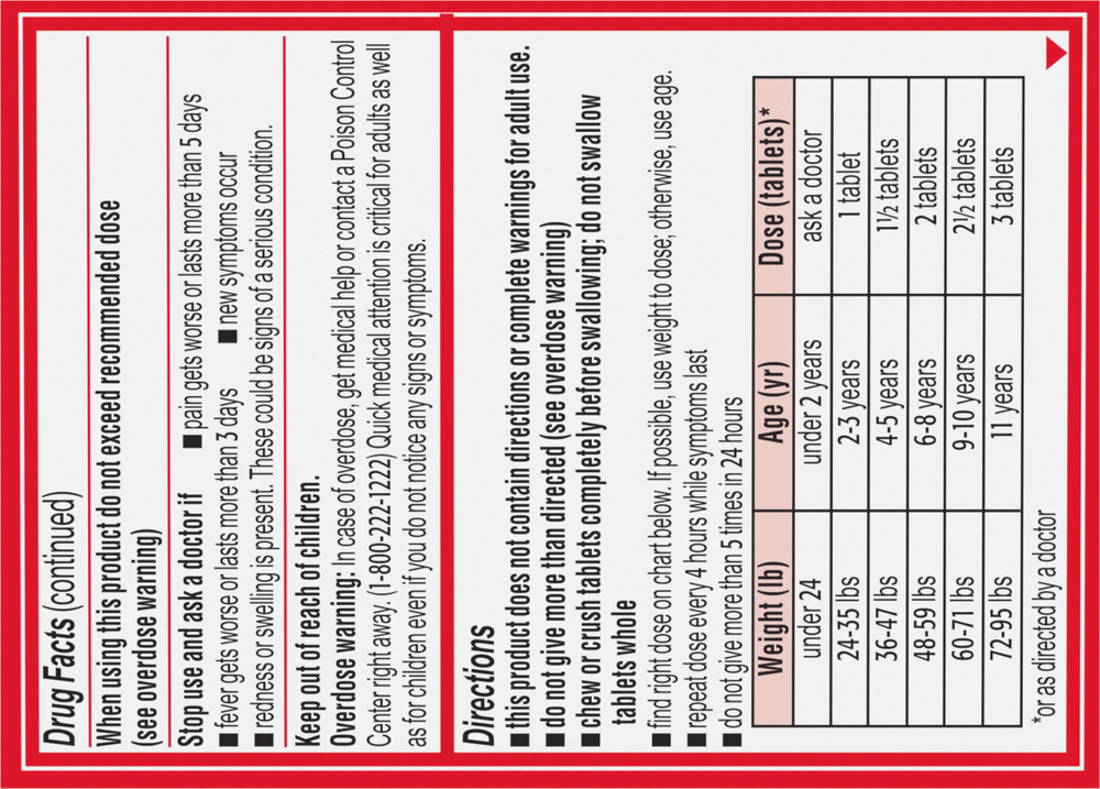 tylenol tablet composition