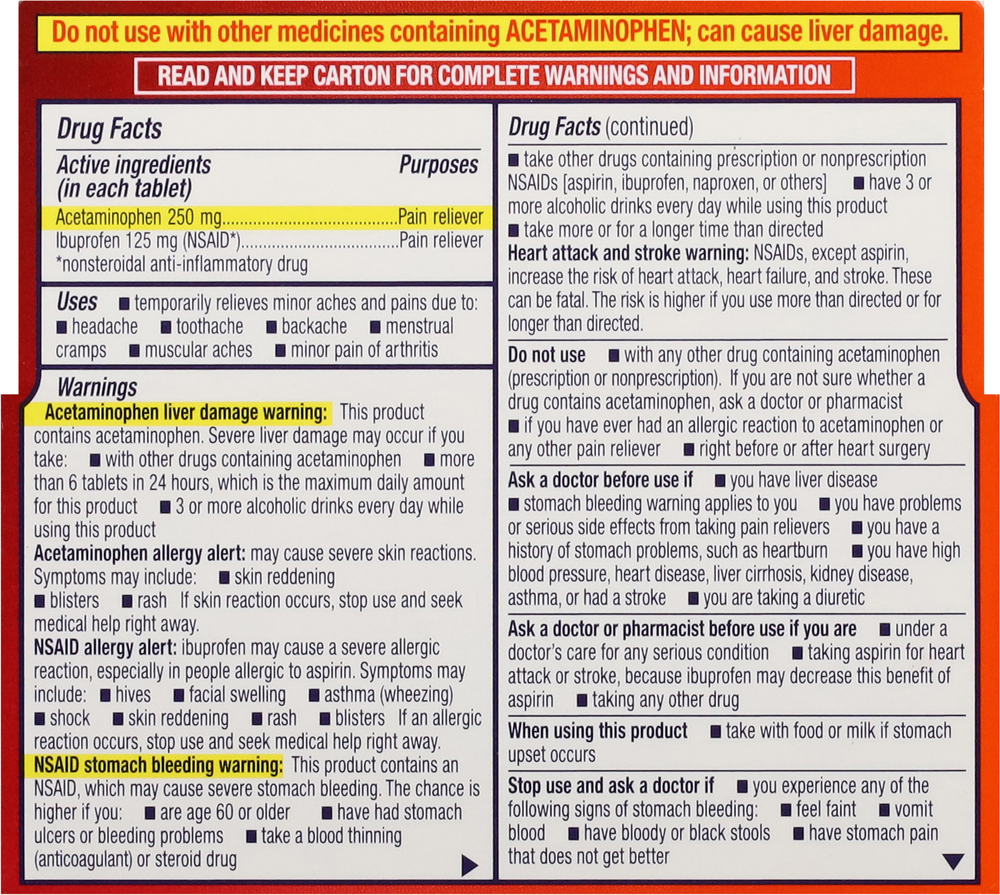 tylenol tablets ingredients