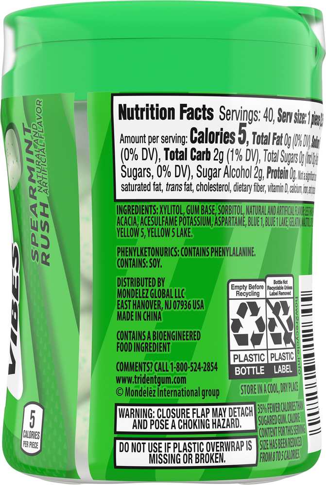 Trident Vibes Gum Ingredients