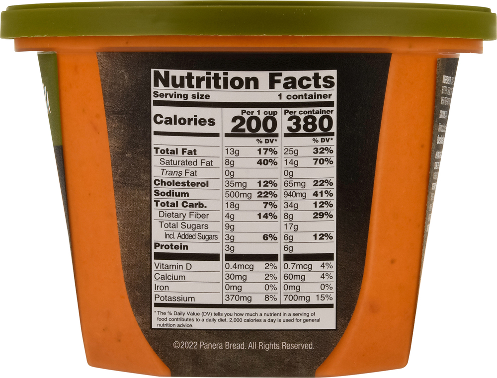 panera bread soup sizes