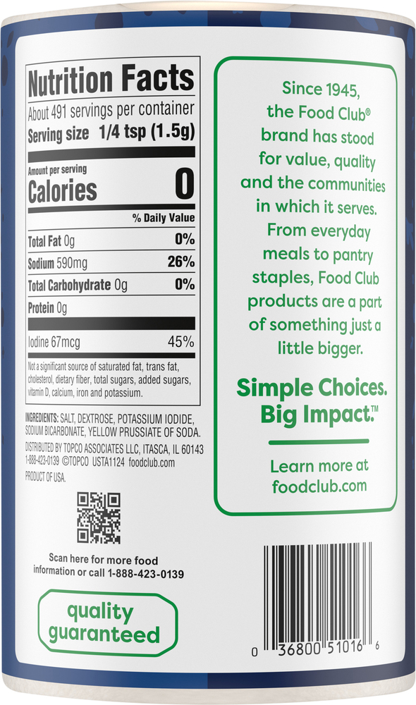 iodized salt label
