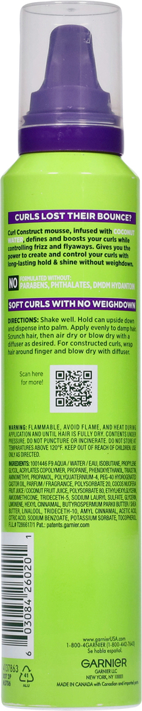 garnier mousse curl construct