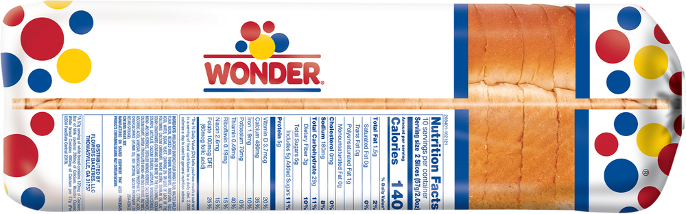 wonder bread loaf dimensions
